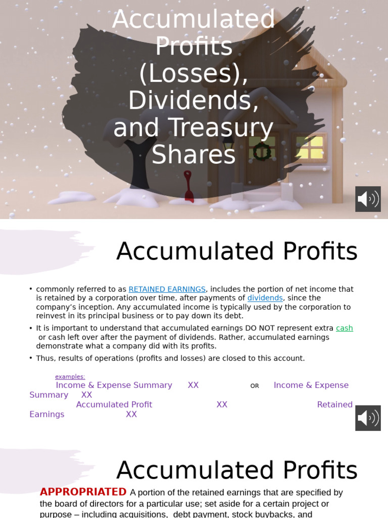 ACCTG 111N Accumulated Profits, Dividends, Treasury Shares | PDF ...