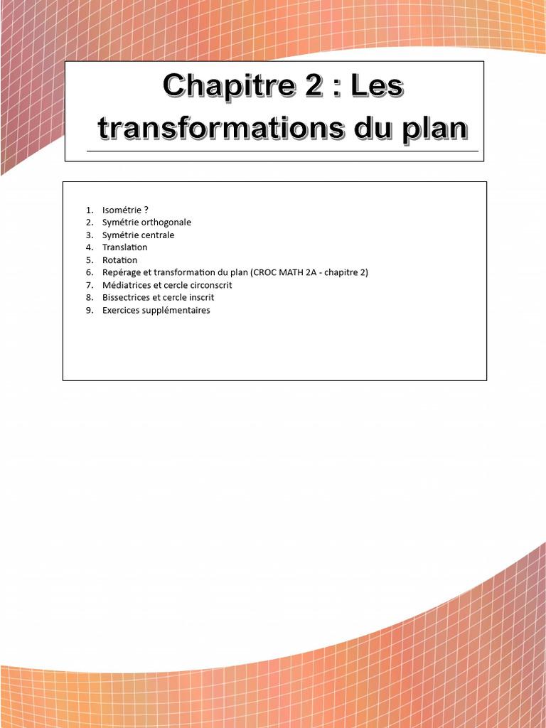 Transformations du plan et isométries | PDF | Triangle | Cercle
