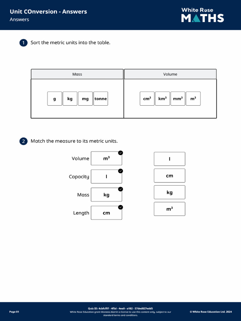 Unit COnversion - Answers | PDF