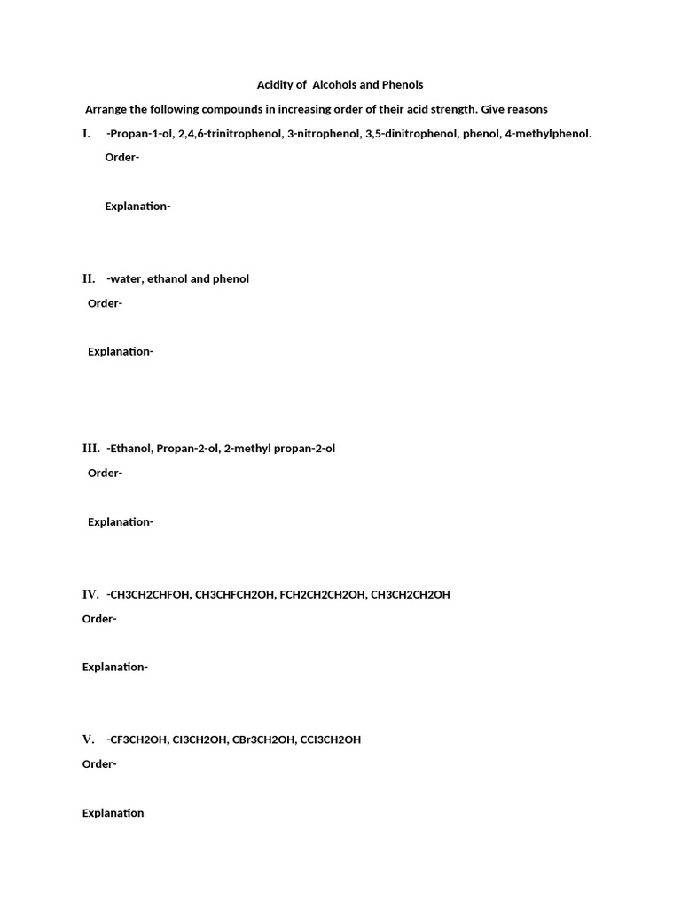 Acidity of Alcohols and Phenols | PDF