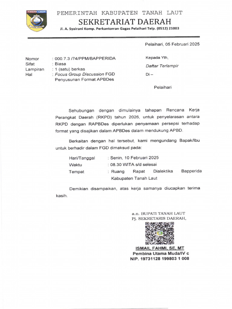 Undangan FGD Penyusunan Format APBDes | PDF