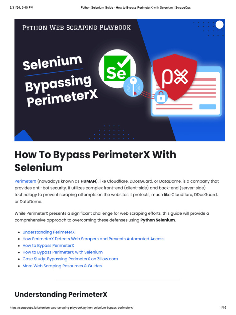 19.Python Selenium Guide - How to Bypass PerimeterX With Selenium _ ScrapeOps | PDF | Selenium ...