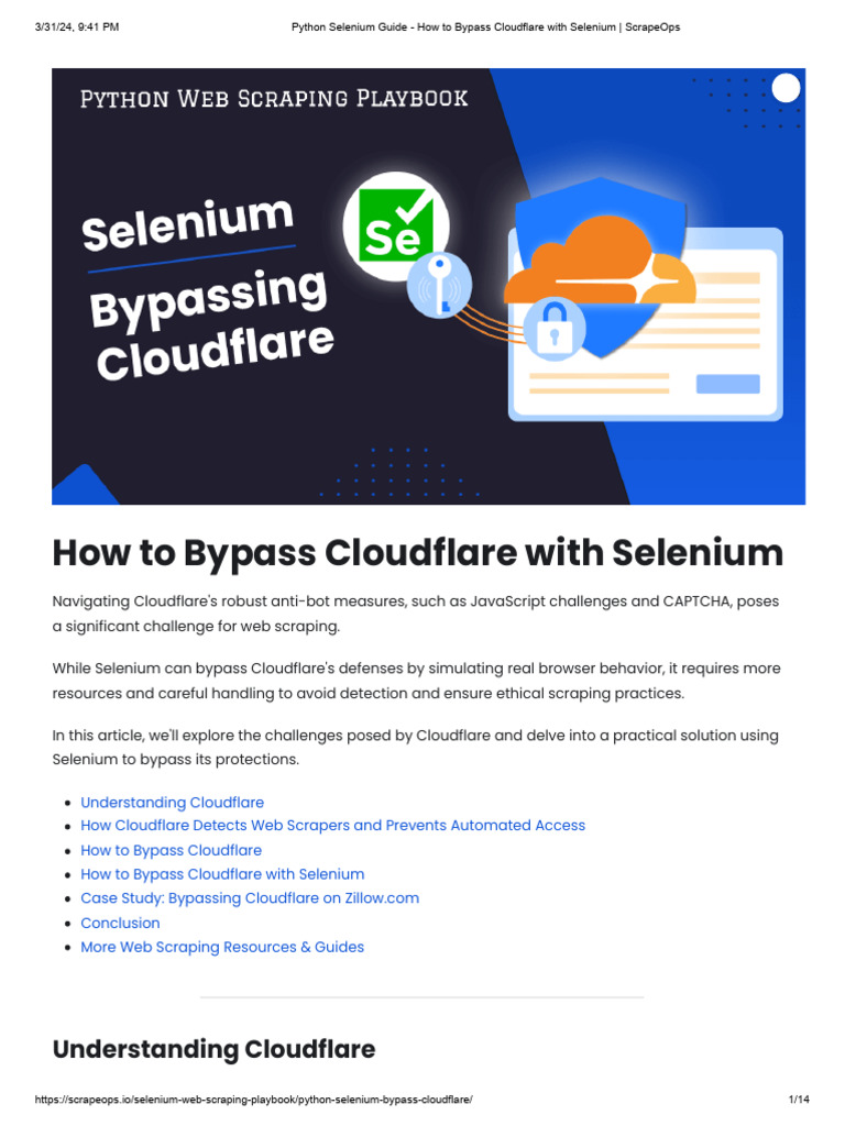 20.python Selenium Guide - How To Bypass Cloudflare With Selenium ...
