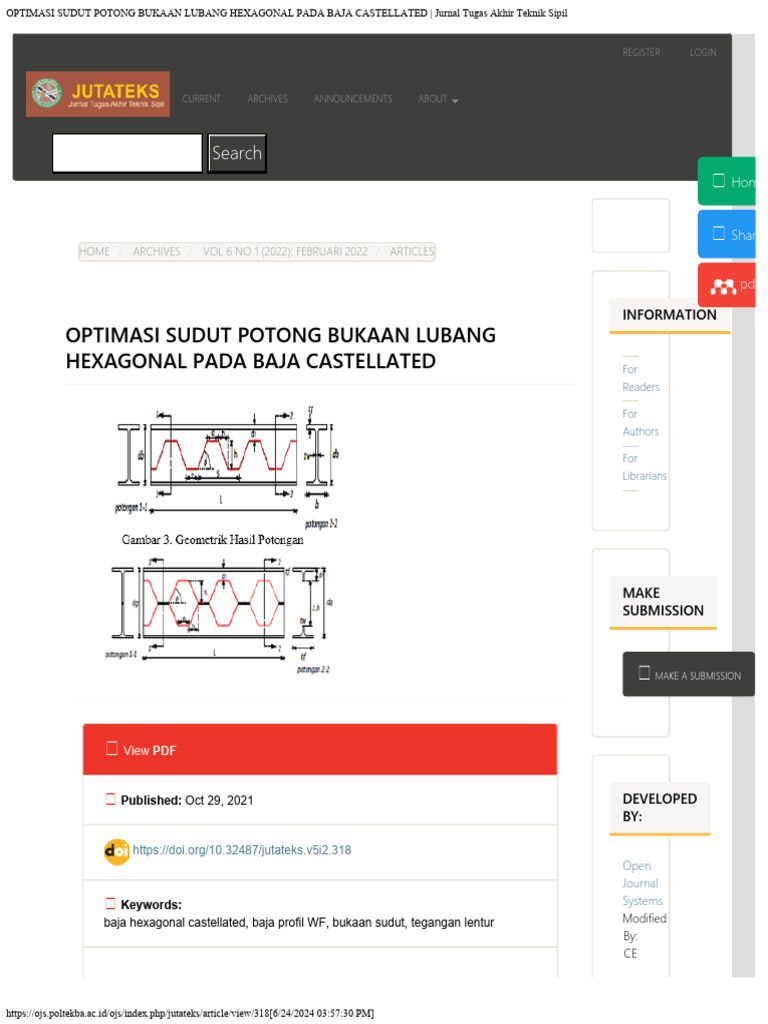 View of OPTIMASI SUDUT POTONG BUKAAN LUBANG HEXAGONAL PADA BAJA ...