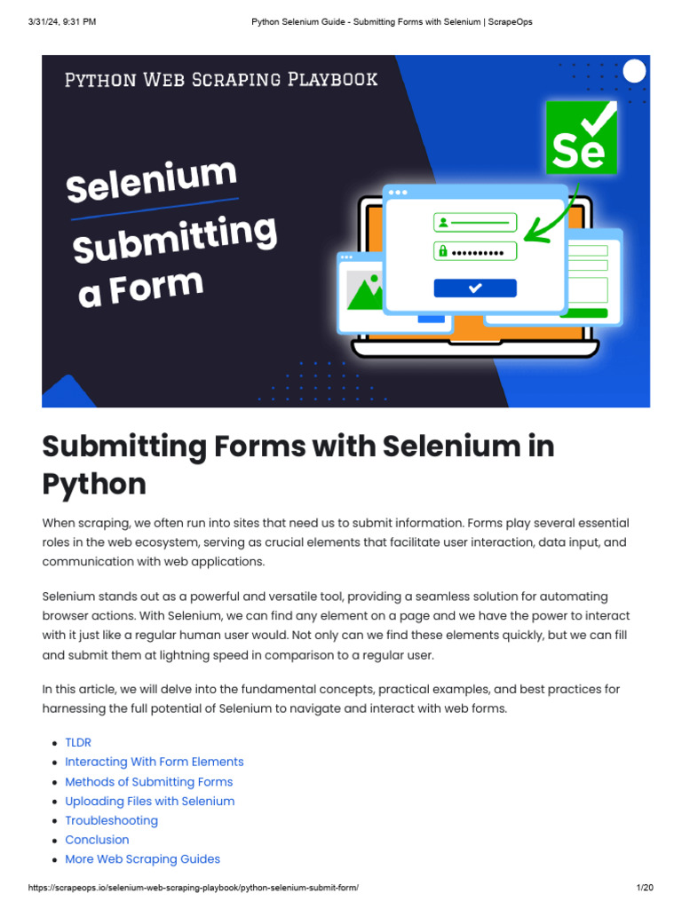 10.Python Selenium Guide - Submitting Forms with Selenium _ ScrapeOps ... 10.Python Selenium Guide - Submitting Forms with Selenium _ ScrapeOps ...