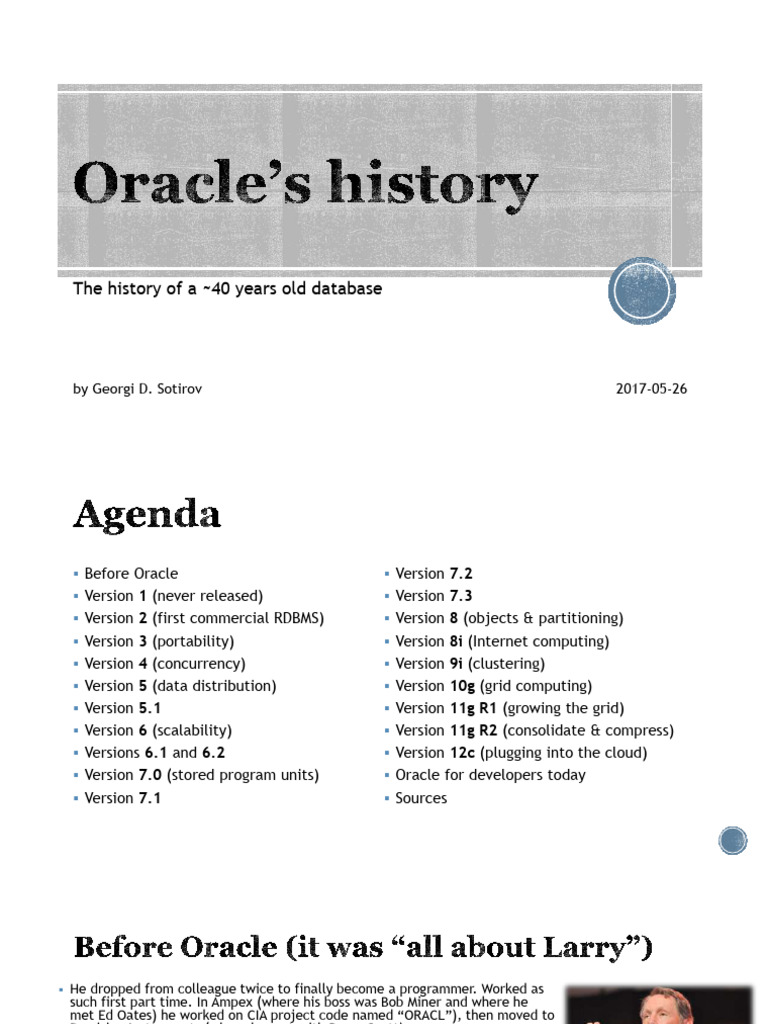 Evolution of Oracle Database Versions | PDF | Databases | Pl/Sql