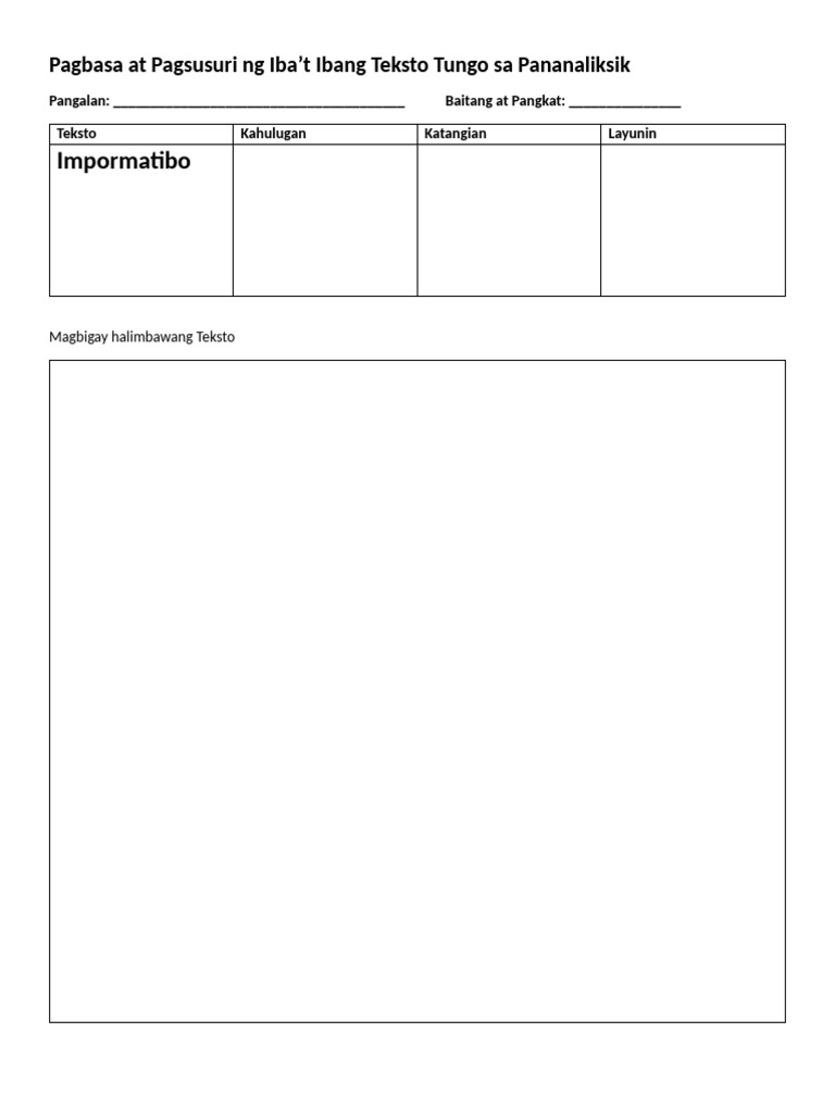 Remedial Activity Pagbasa at Pagsusuri | PDF