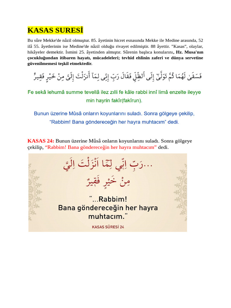 Kasas Suresi 24. Ayet Meali | PDF