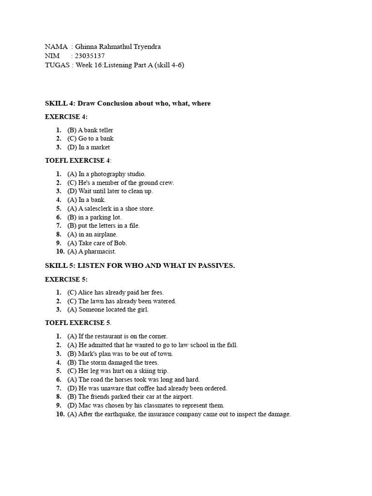 TOEFL Listening Skills Practice | PDF