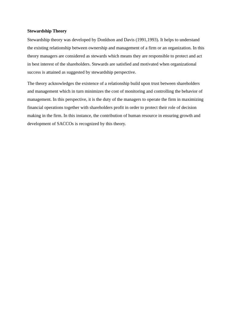 Understanding Stewardship Theory in Management | PDF