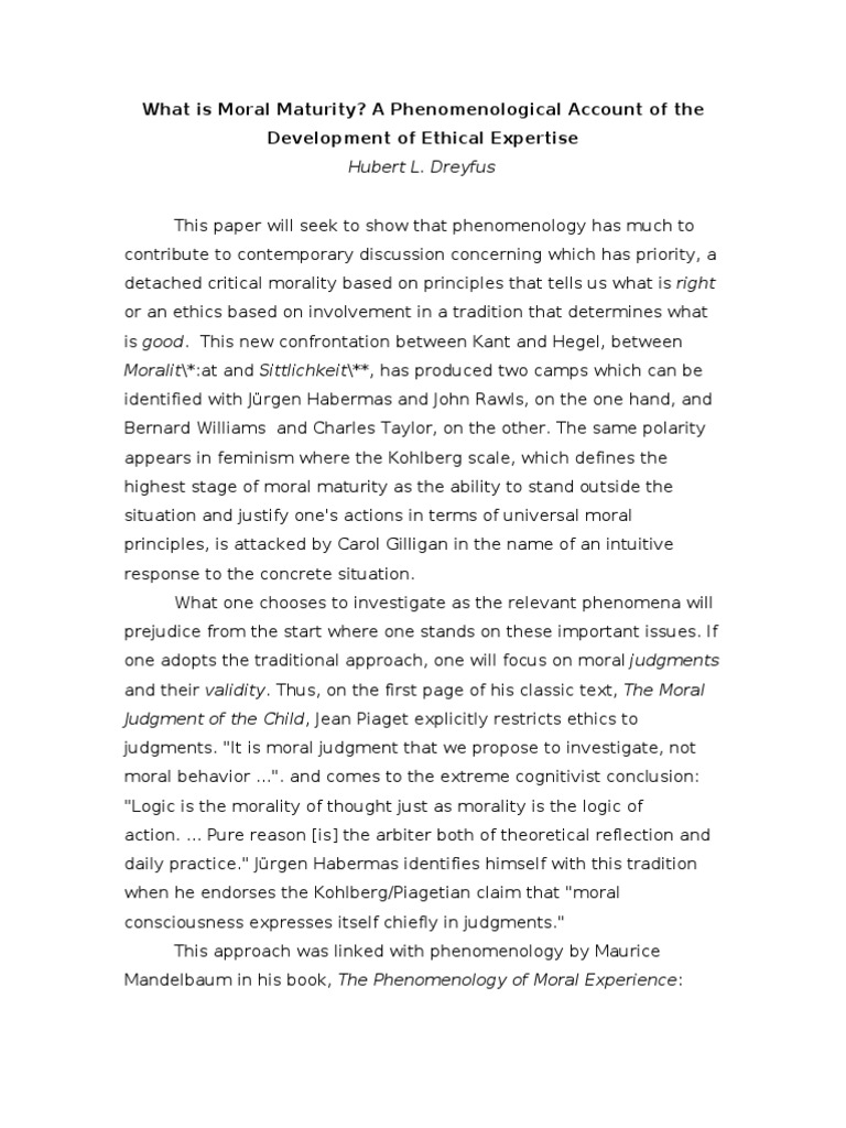 What Is Moral Maturity | PDF | Expert | Morality