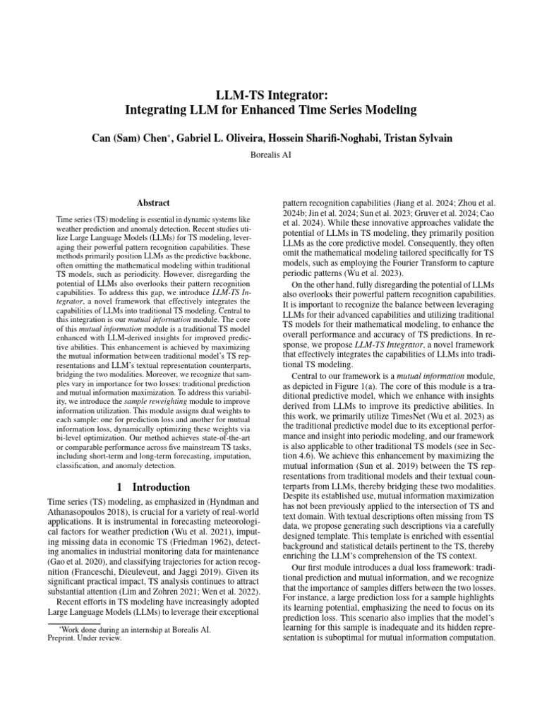 LLM-TS Integrator: Enhancing Time Series Modeling | PDF | Information | Prediction