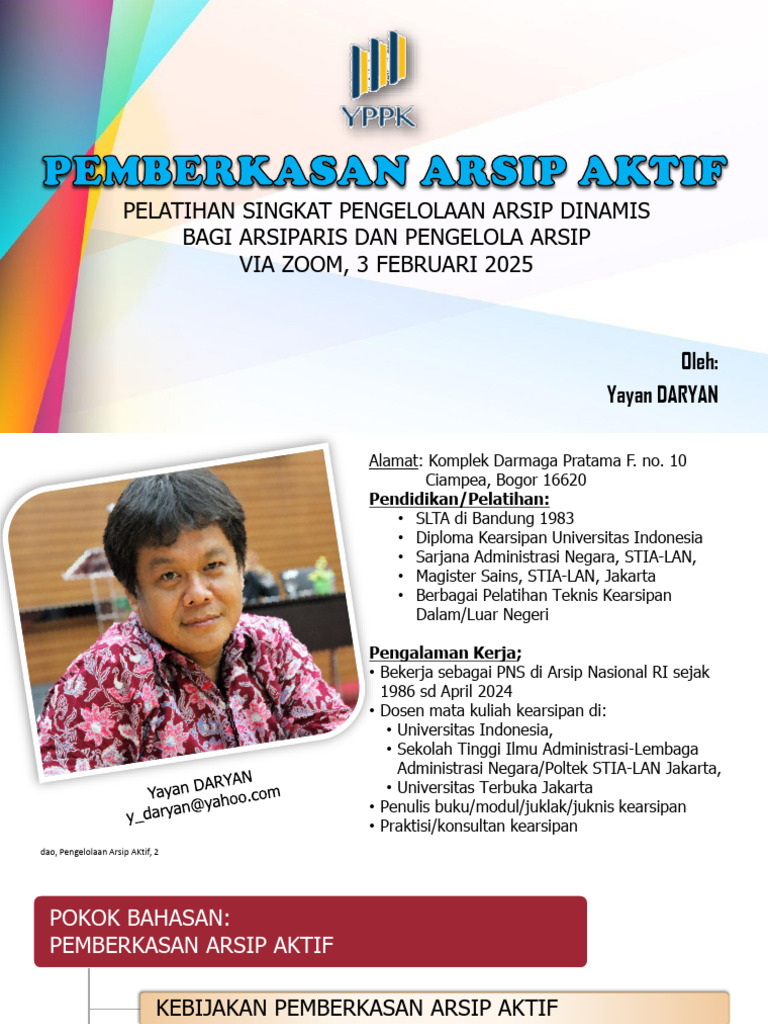Pengelolaan Arsip Aktif YPPK 3 Feb 25 | PDF
