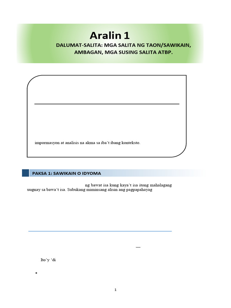 Filipino 3 Module 1 | PDF