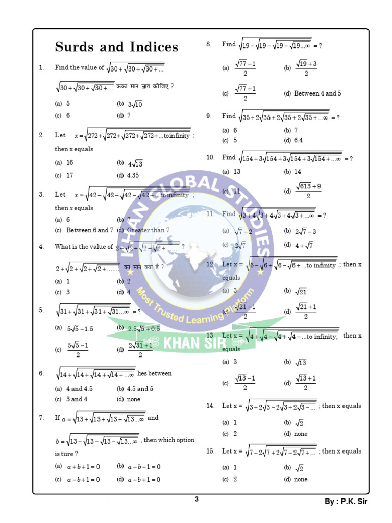Surds and Indices - 8426075444 | PDF