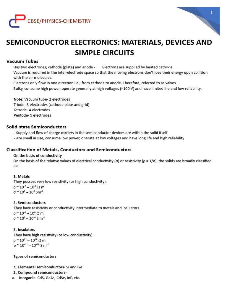 Chap 14 - Semiconductor Electronics | PDF | P–N Junction | Semiconductors