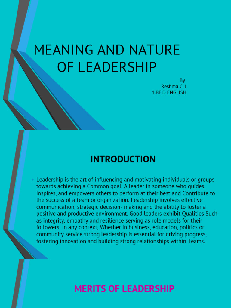 Meaning and Nature of Leadership | PDF | Leadership | Goal