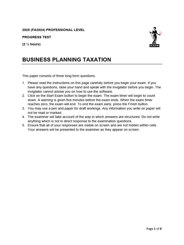 Business Planning Taxation Exam 2025 | PDF | Taxes | United Kingdom ...
