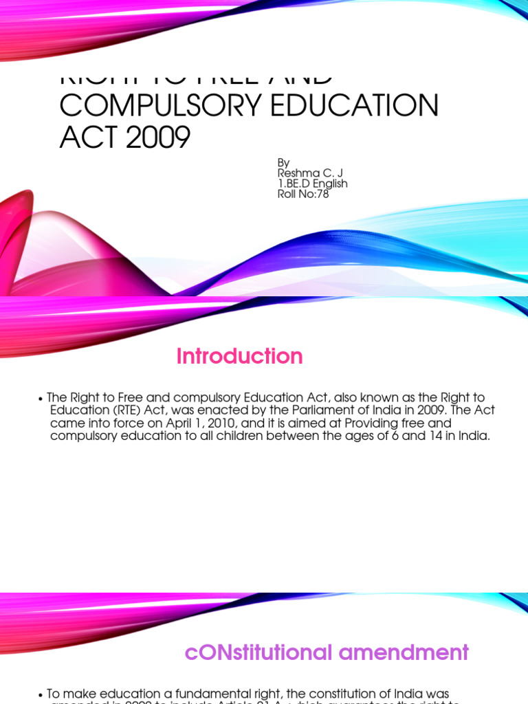 Right To Free and Compulsory Education Act 2009 | PDF | Human Rights ...