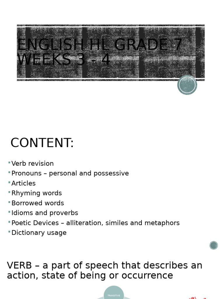 Grade 7 English: Verbs & Pronouns Guide | PDF | Verb | Noun
