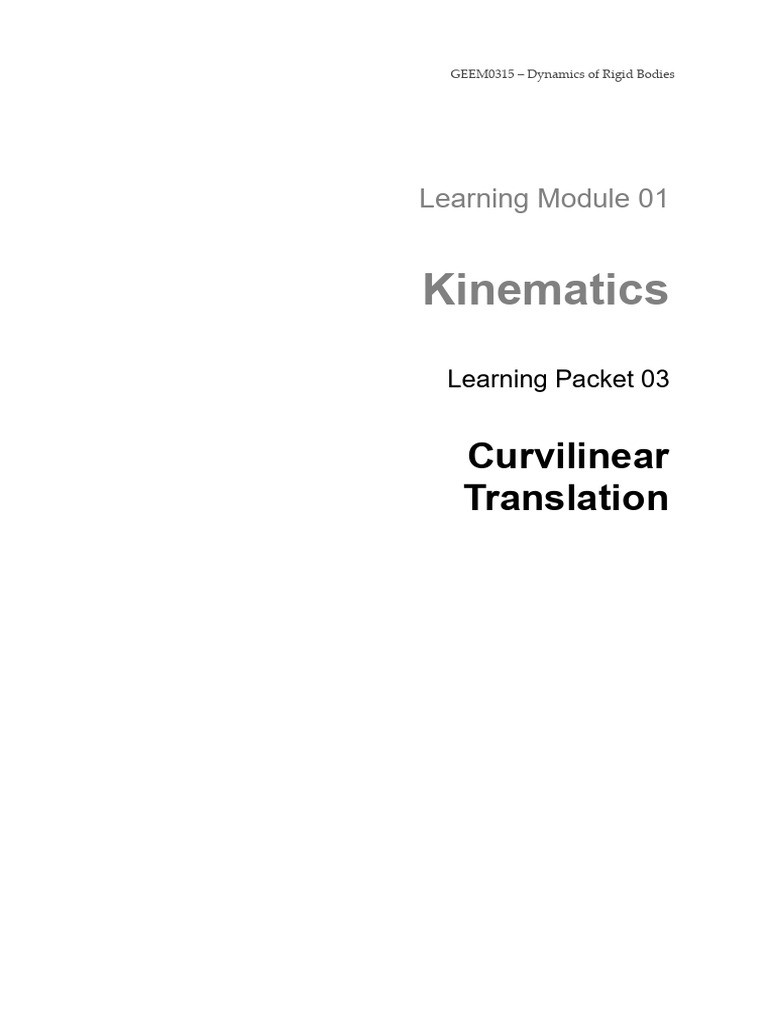 Topic 3 - Curvilinear Translation | PDF | Acceleration | Velocity