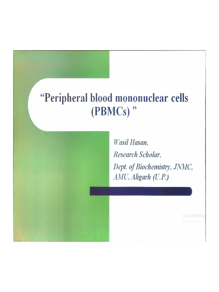 Peripheral - Blood - Mononuclear - 456697cell (PBMCS) 234443224443 | PDF