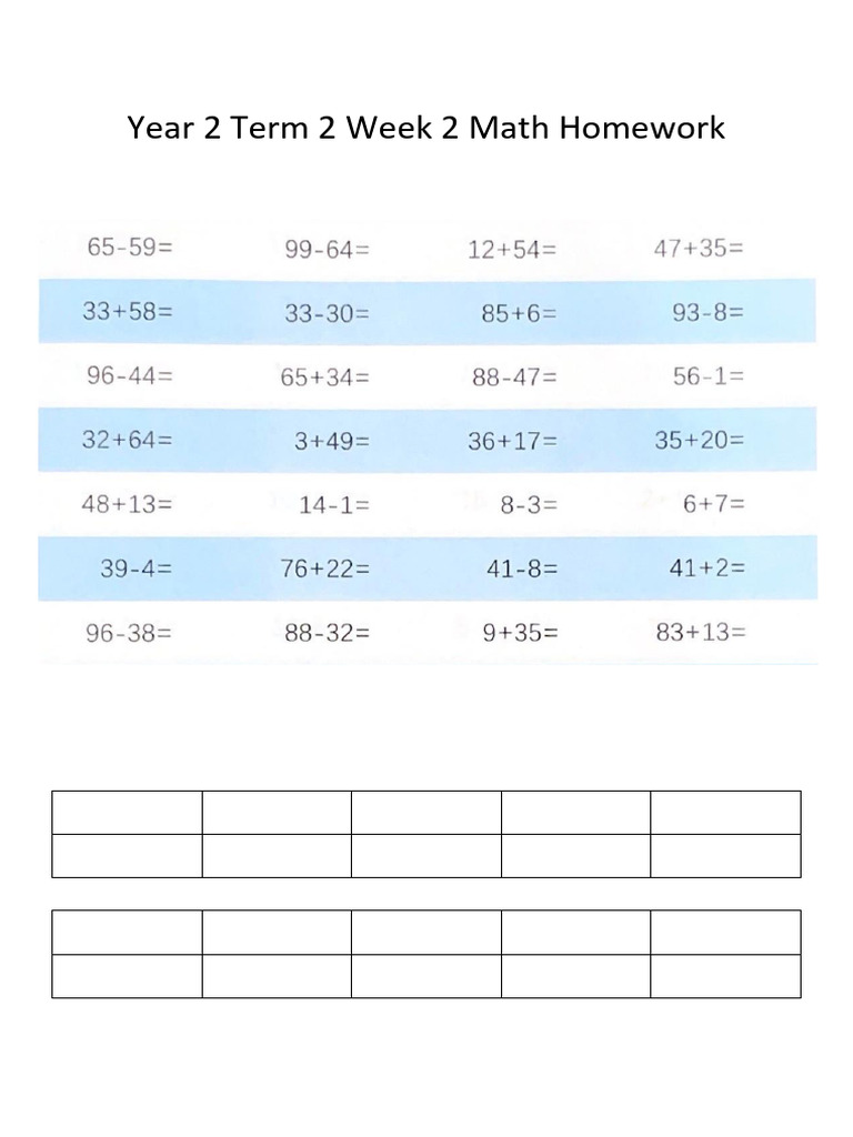 Y2T2 W2_Math Homework | PDF