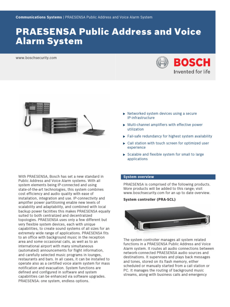 PRAESENSA Public Address and Voice Alarm System | PDF | Loudspeaker ...