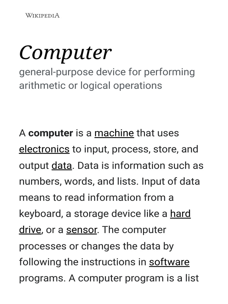 Computer - Simple English Wikipedia, The Free Encyclopedia | PDF | Computer Program | Programming
