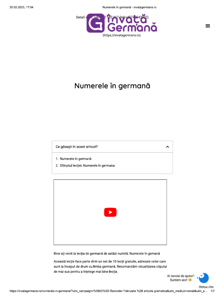 Numerele in Germana | PDF