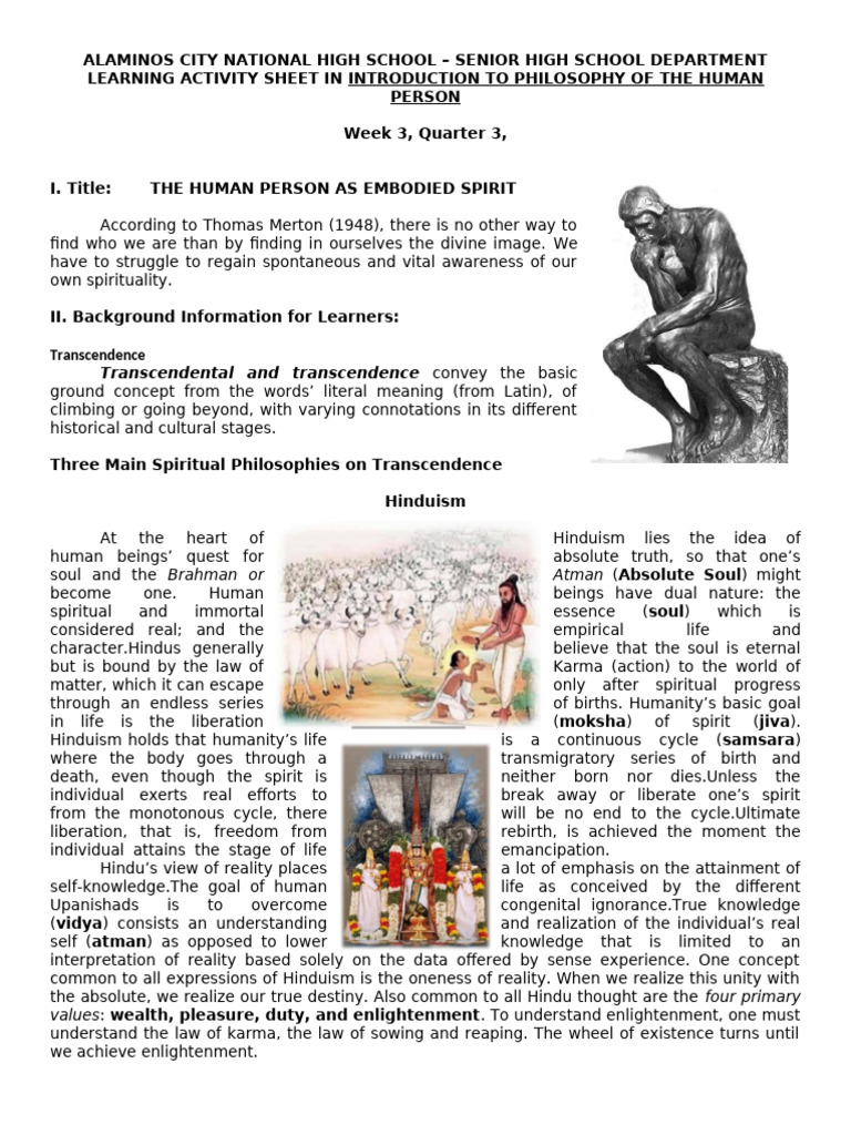 Philo-Activity-Sheet For Grade 11 | PDF | Moksha | Soul