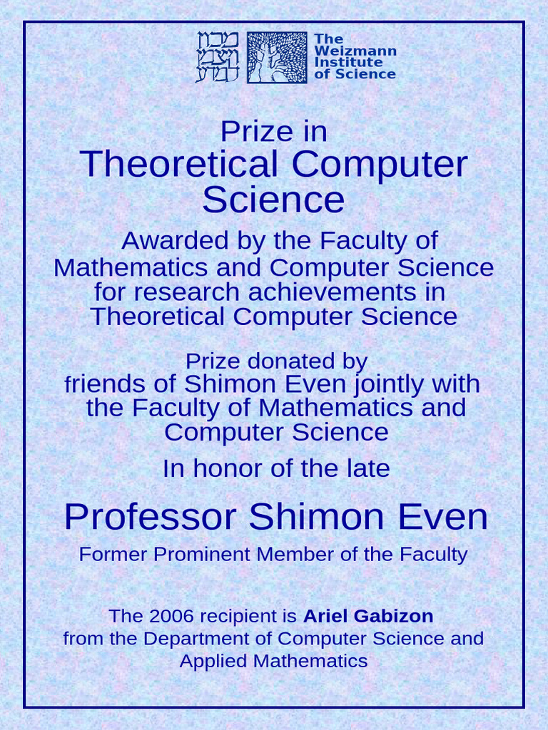 Theoretical CS Prize Honors Shimon Even | PDF