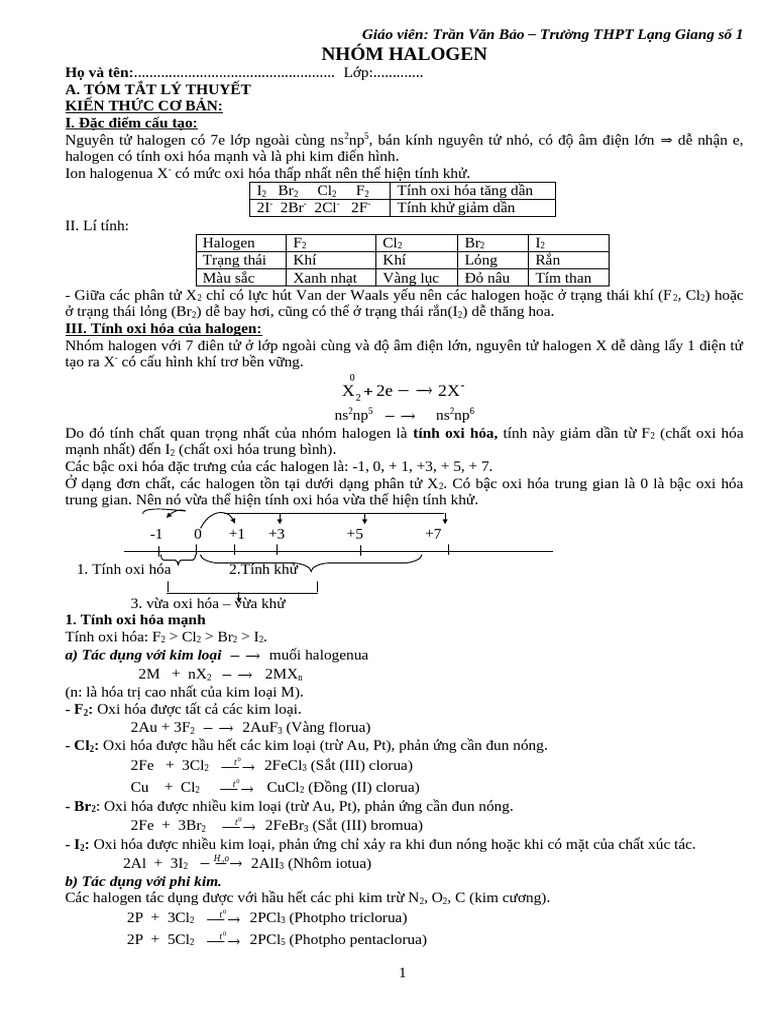 Ly Thuyet Va Bai Tap Chuong 5 Halogen Hay | PDF