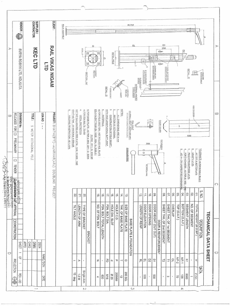 5mtr octagonal pole approved TDS | PDF