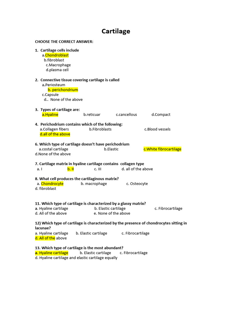 Understanding Cartilage Types and Cells | PDF | Cartilage ...