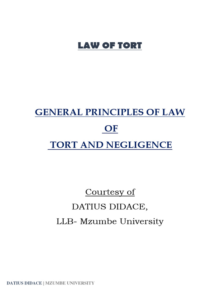 General Principles of Law of Tort and Ne | PDF | Defamation | Negligence