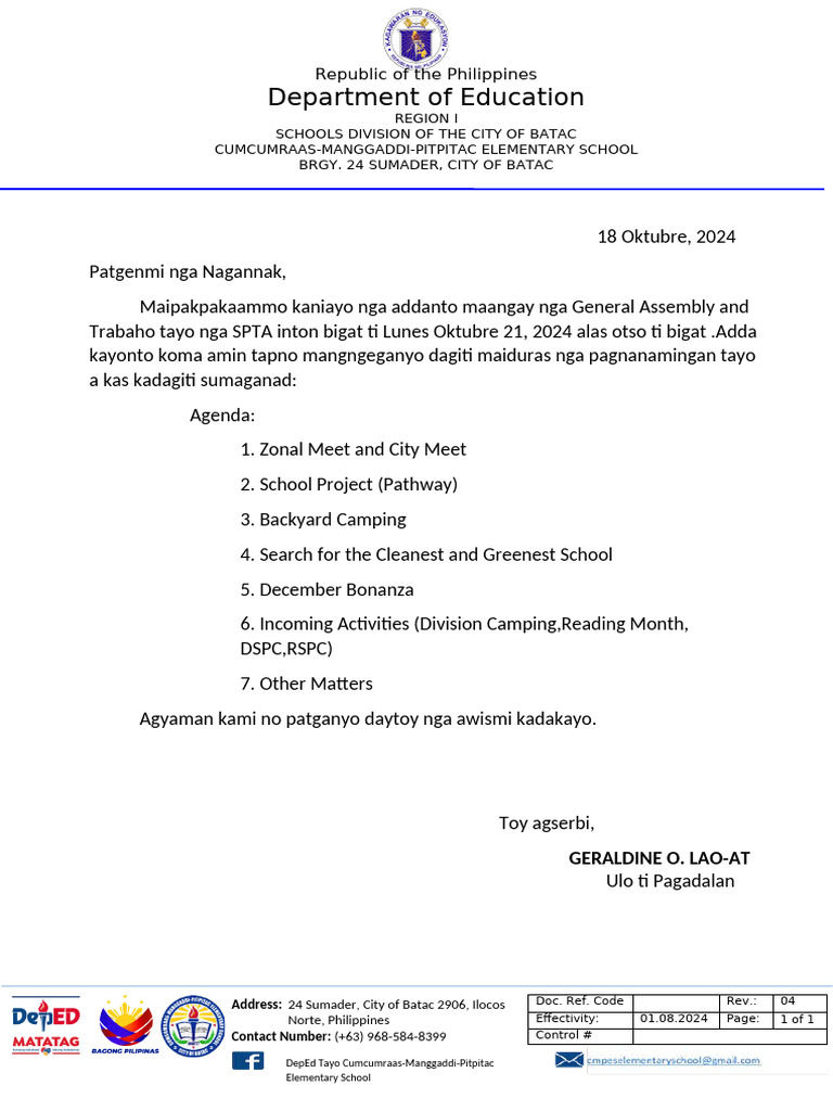 notice of SPTA meeting | PDF