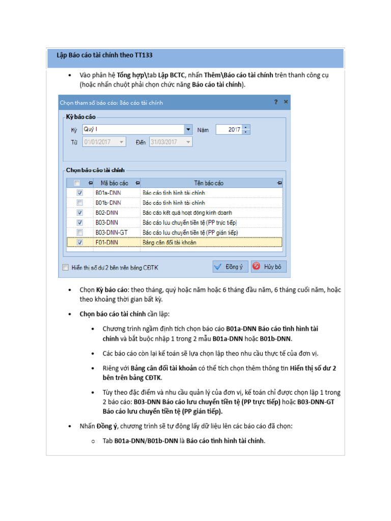 Lập Báo cáo tài chính theo TT133 | PDF