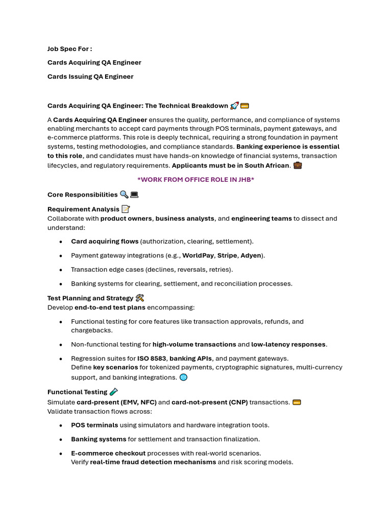 Cards Issuing QA Engineer + Cards Acquiring QA Engineer | PDF | Emv ...