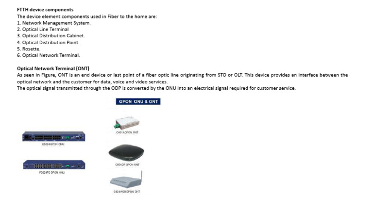 FTTH - Device Components - ONT | PDF