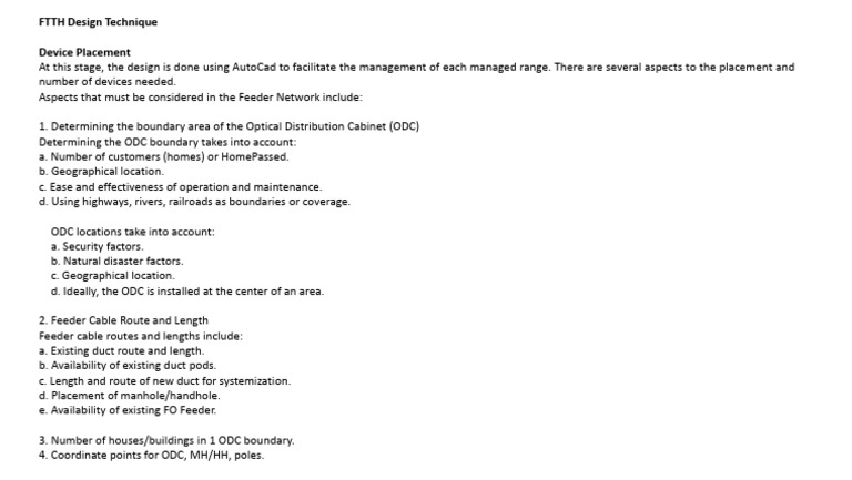 FTTH - Design Technique - Device Placement | PDF