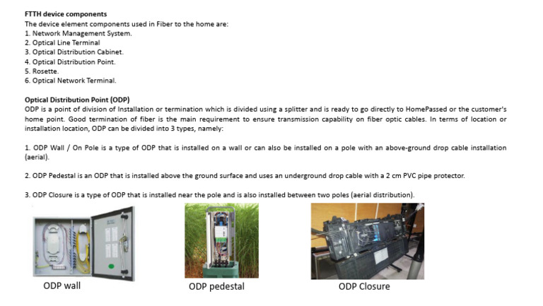 FTTH - device components - ODP | PDF