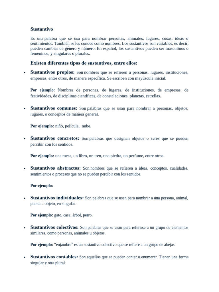 Tipos y funciones del sustantivo | PDF | Adverbio | Asunto (gramática)