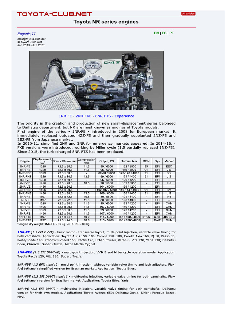 Toyota NR Engine | PDF