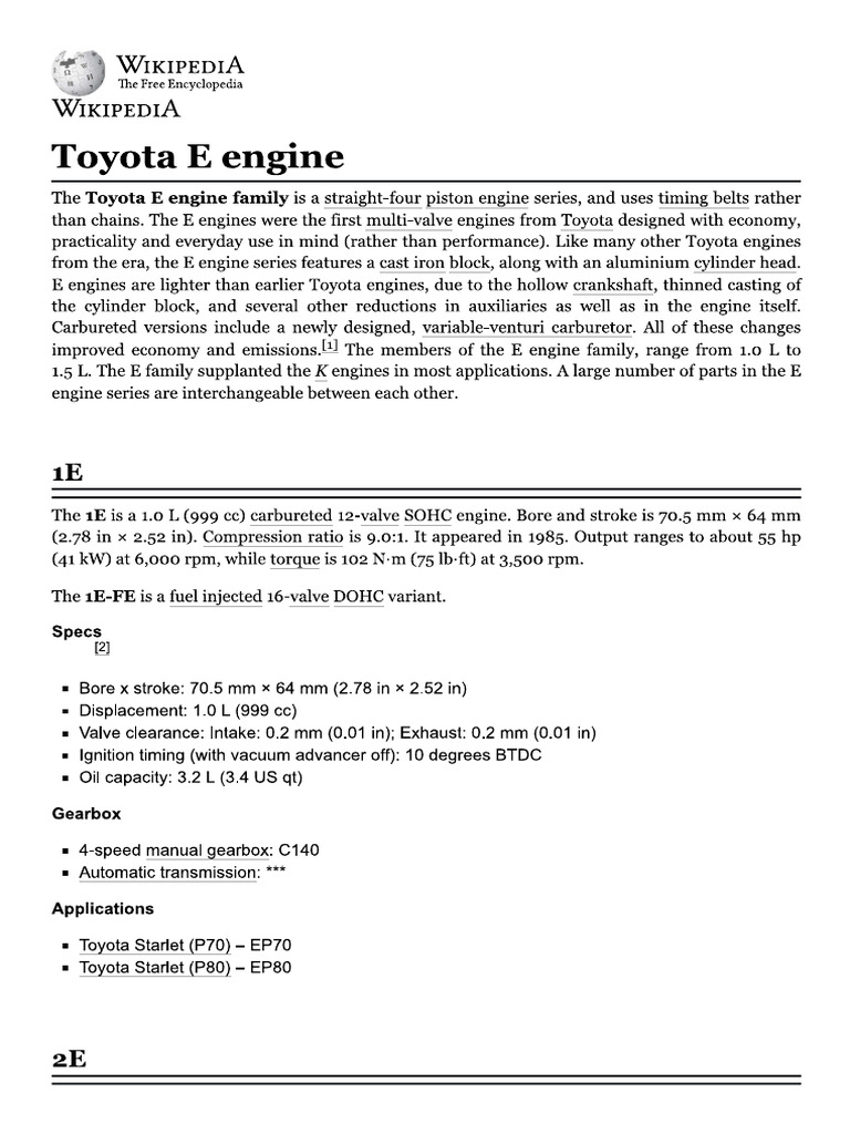 Toyota e Engine | PDF