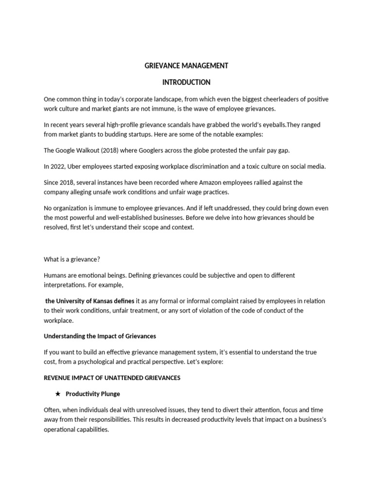 Effective Grievance Management Strategies | PDF | Human Resource ...