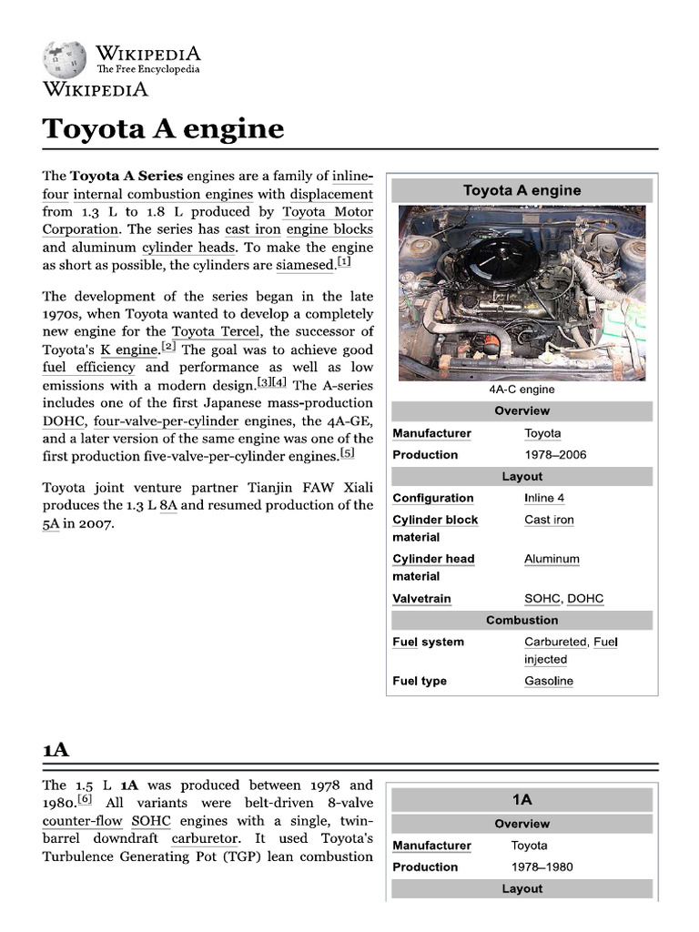 Toyota A Engine | PDF