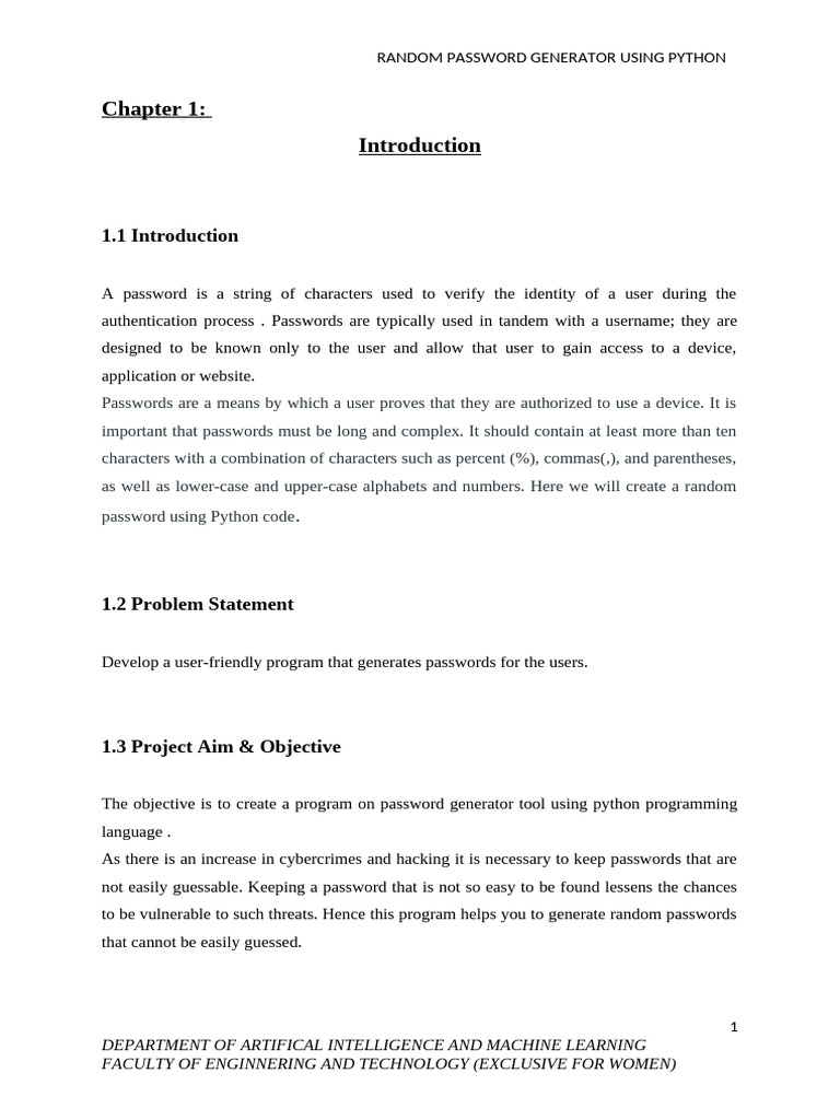 Poject Report AIML Password-2 | PDF | Data Type | Python (Programming ...