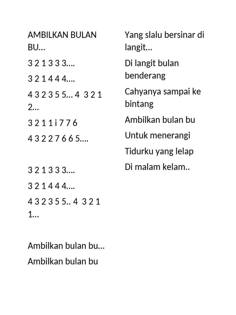 "Ambilkan Bulan Bu: Lirik dan Makna" | PDF