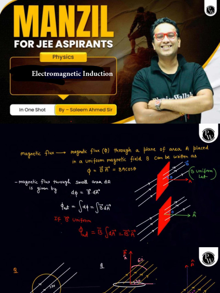Electromagnetic Induction - Class Notes - Manzil JEE 2025 | PDF